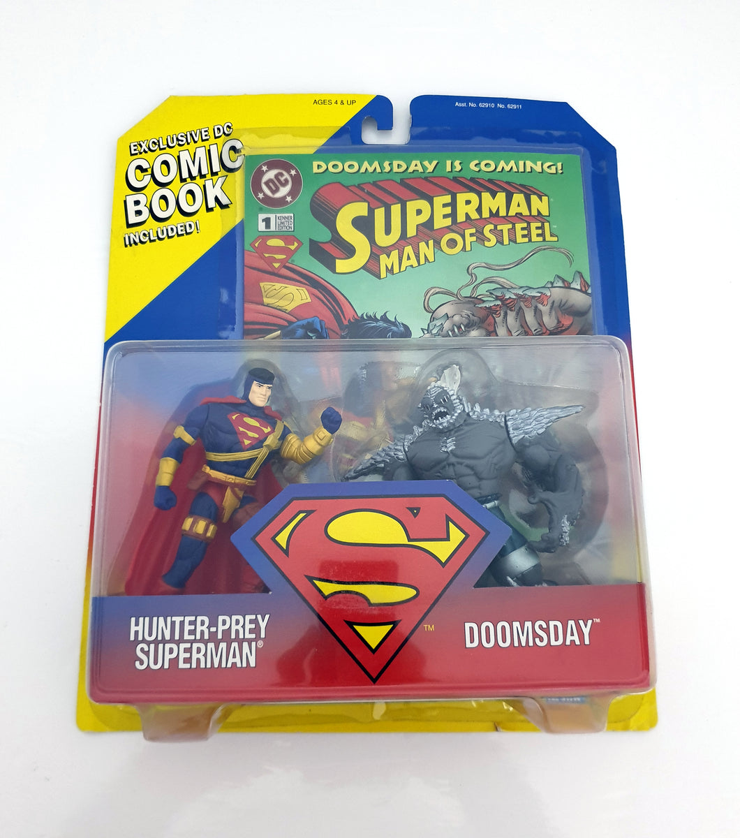 1995 Kenner DC Superman Man of Steel 5" Hunter-Prey Superman & Doomsda ...